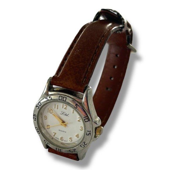 Vintage | Accessories | Vintage Ltd Quartz Watch With Brown Leather ...